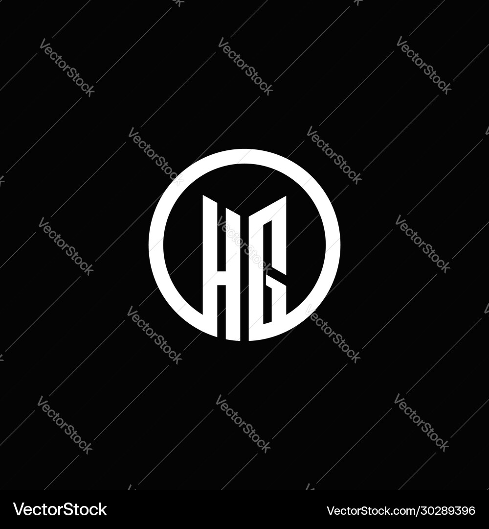 Hg monogram logo isolated with a rotating circle Vector Image