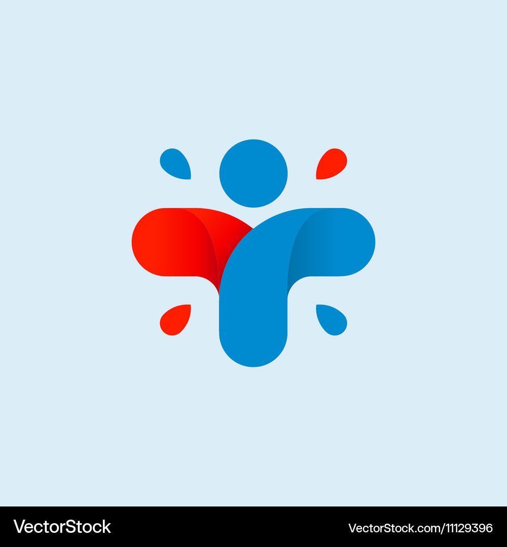 Isolated abstract colorful cross logo human Vector Image