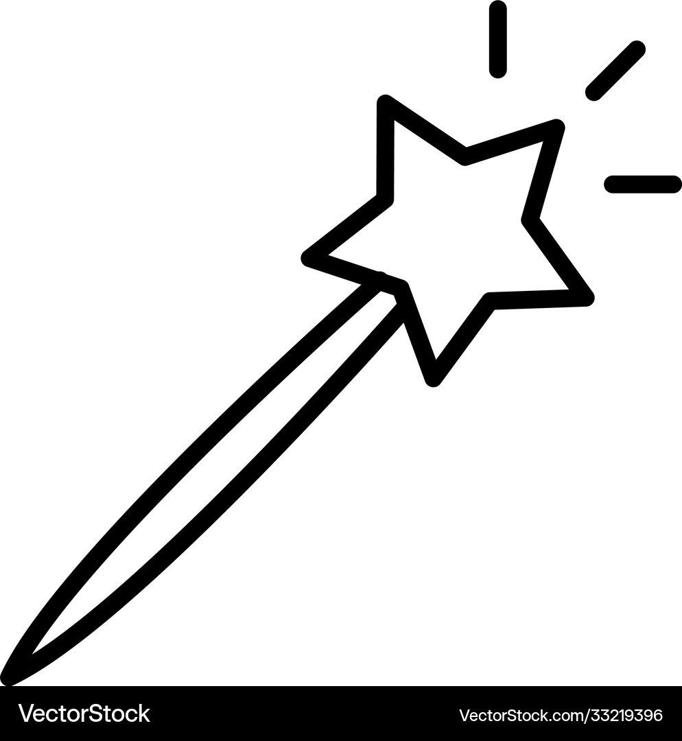 Magic wand fantasy spell line icon design Vector Image