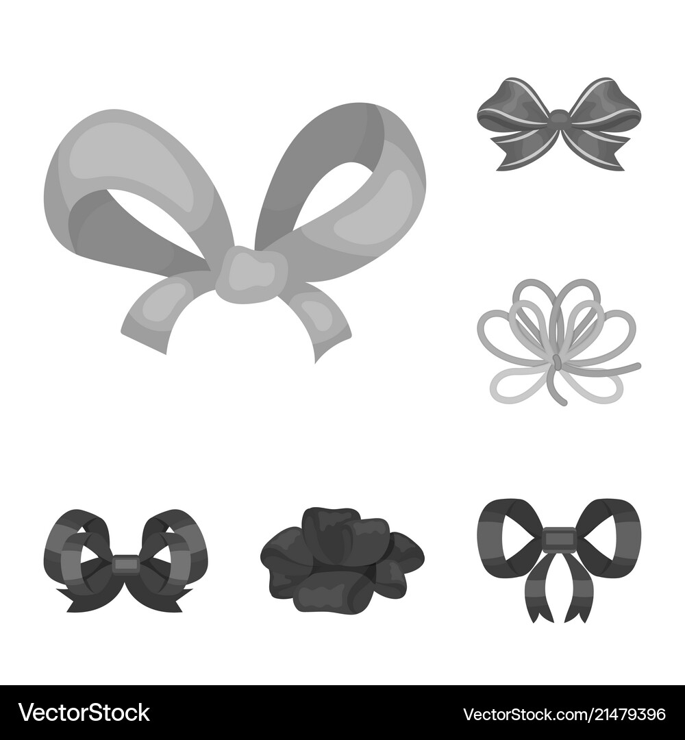 Multicolored bows monochrome icons in set Vector Image