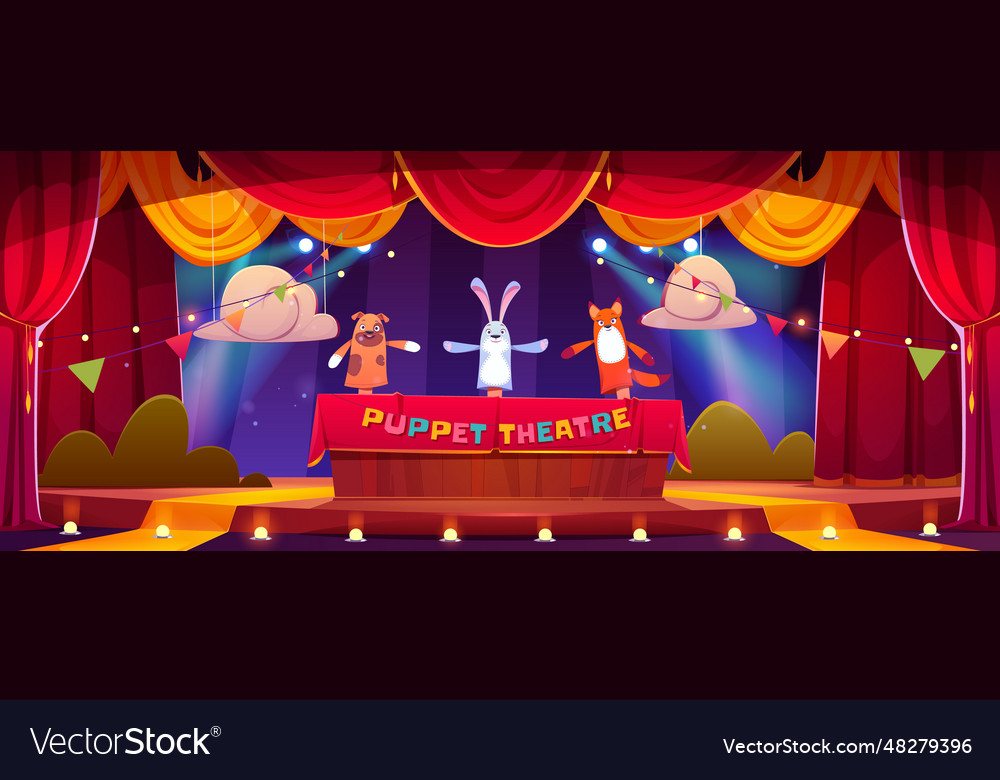 Puppet theater child show stage background Vector Image