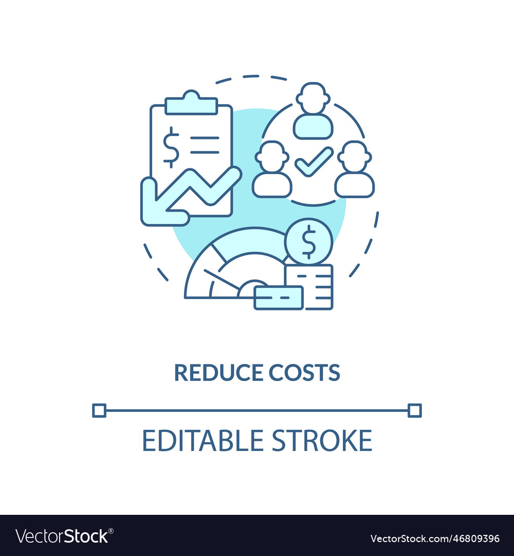 Reduce costs turquoise concept icon Royalty Free Vector Reduce costs turquoise concept icon Royalty Free Vector
