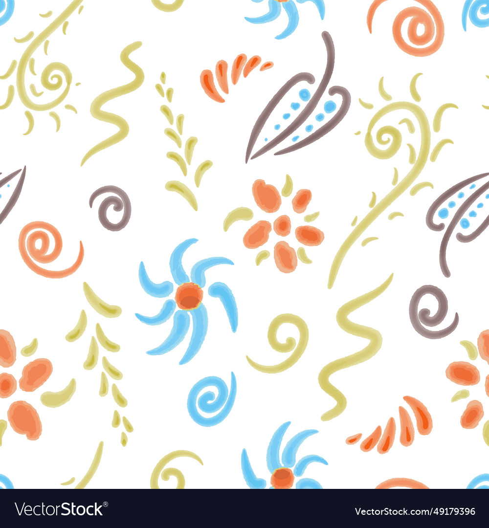 Seamless pattern of watercolor doodles drawings Vector Image