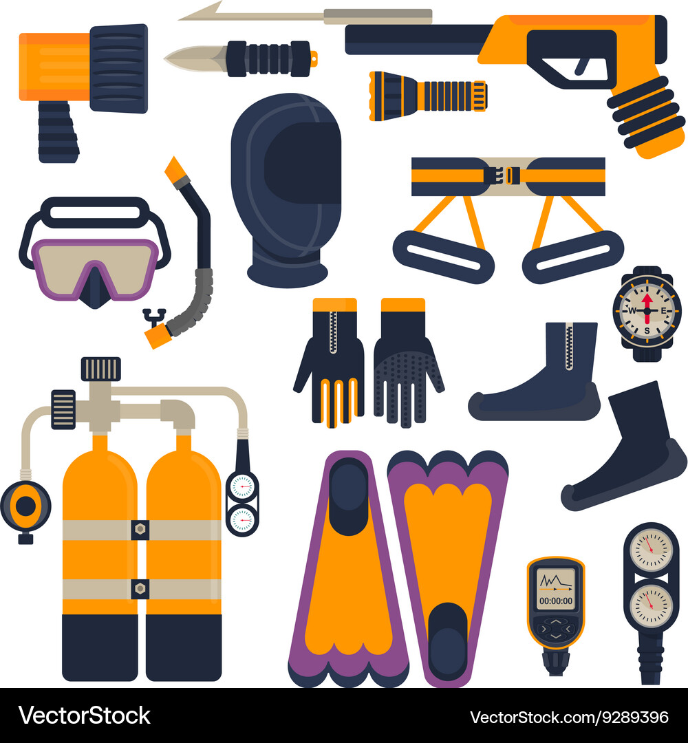 Set of diving equipment Royalty Free Vector Image