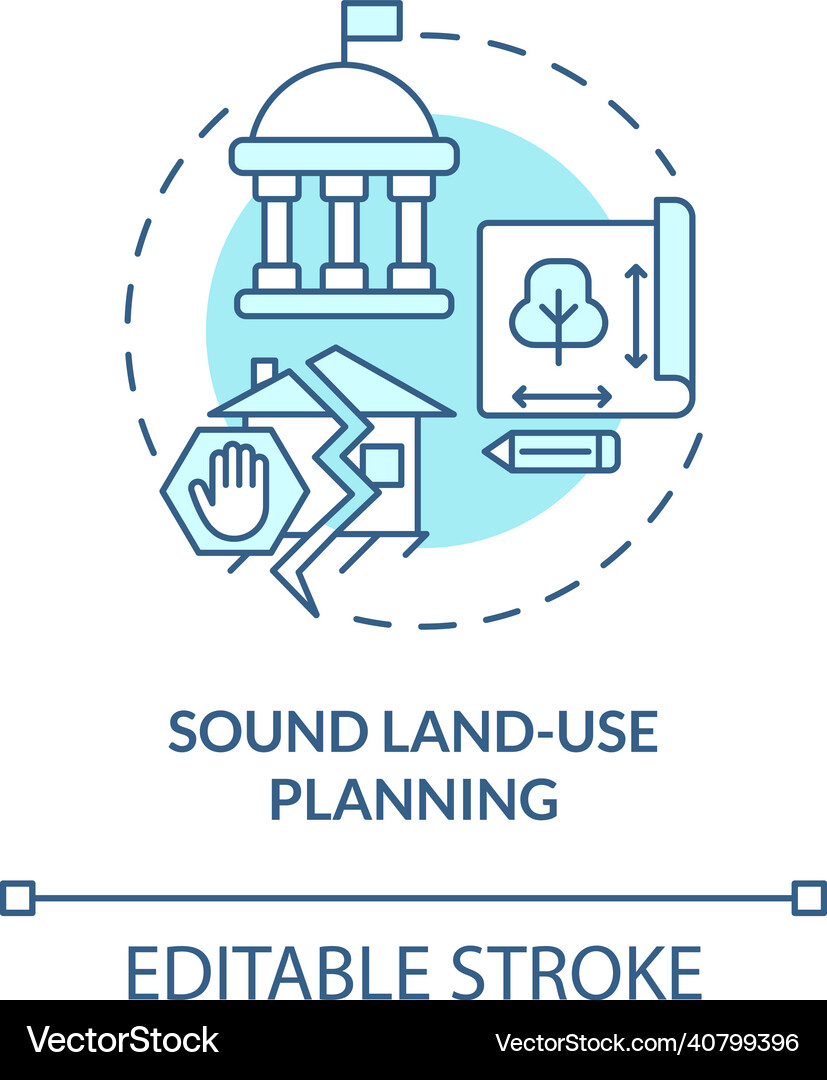 Sound land use planning turquoise concept icon Vector Image