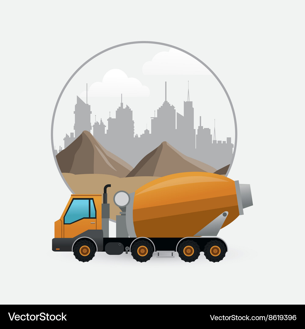 Under construction design truck concept repair Vector Image