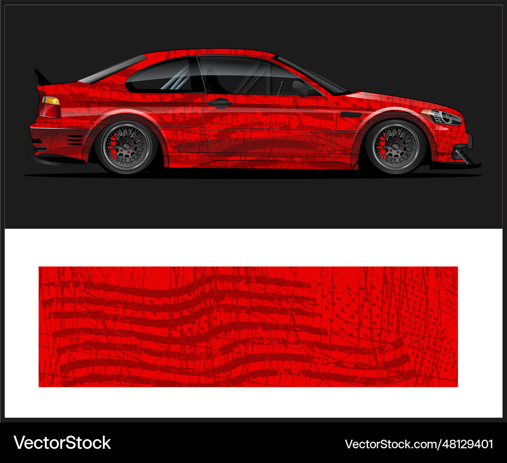 American flag doors pickup van vehicle distressed Vector Image