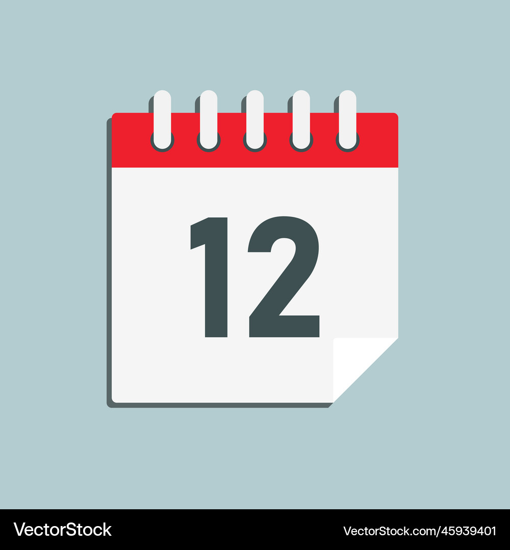 Icon page calendar day - number 12 Royalty Free Vector Image