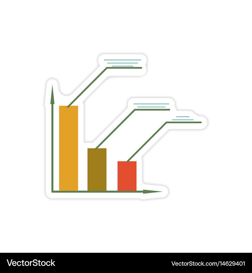 Stylish sticker on paper economic graph white Vector Image