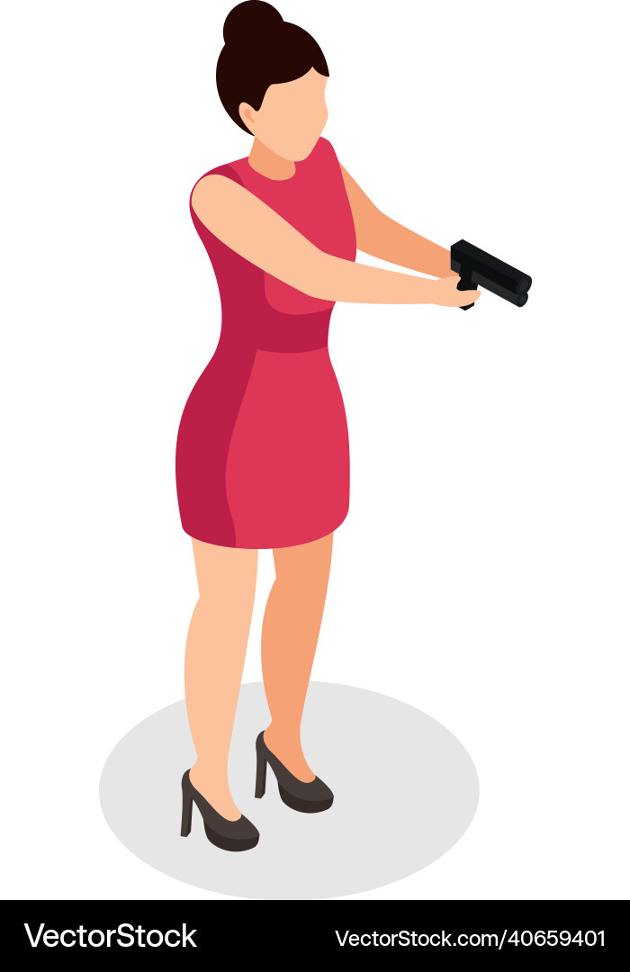 Woman with gun composition Royalty Free Vector Image
