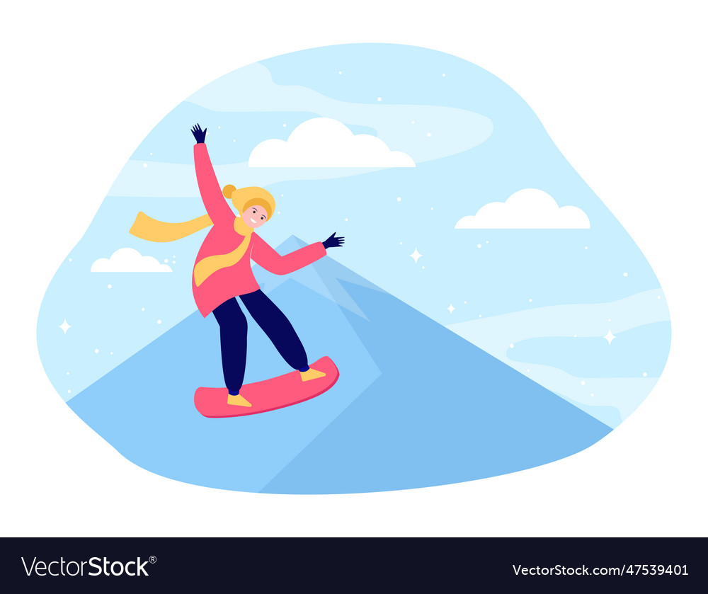Young cartoon person snowboarding from mountain Vector Image