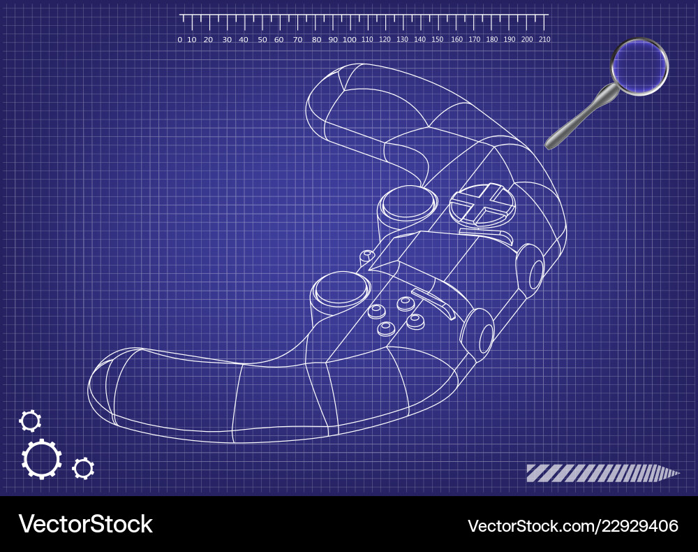3d model of joystick on a blue Royalty Free Vector Image