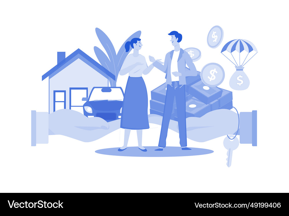 A couple with mortgage loan Royalty Free Vector Image