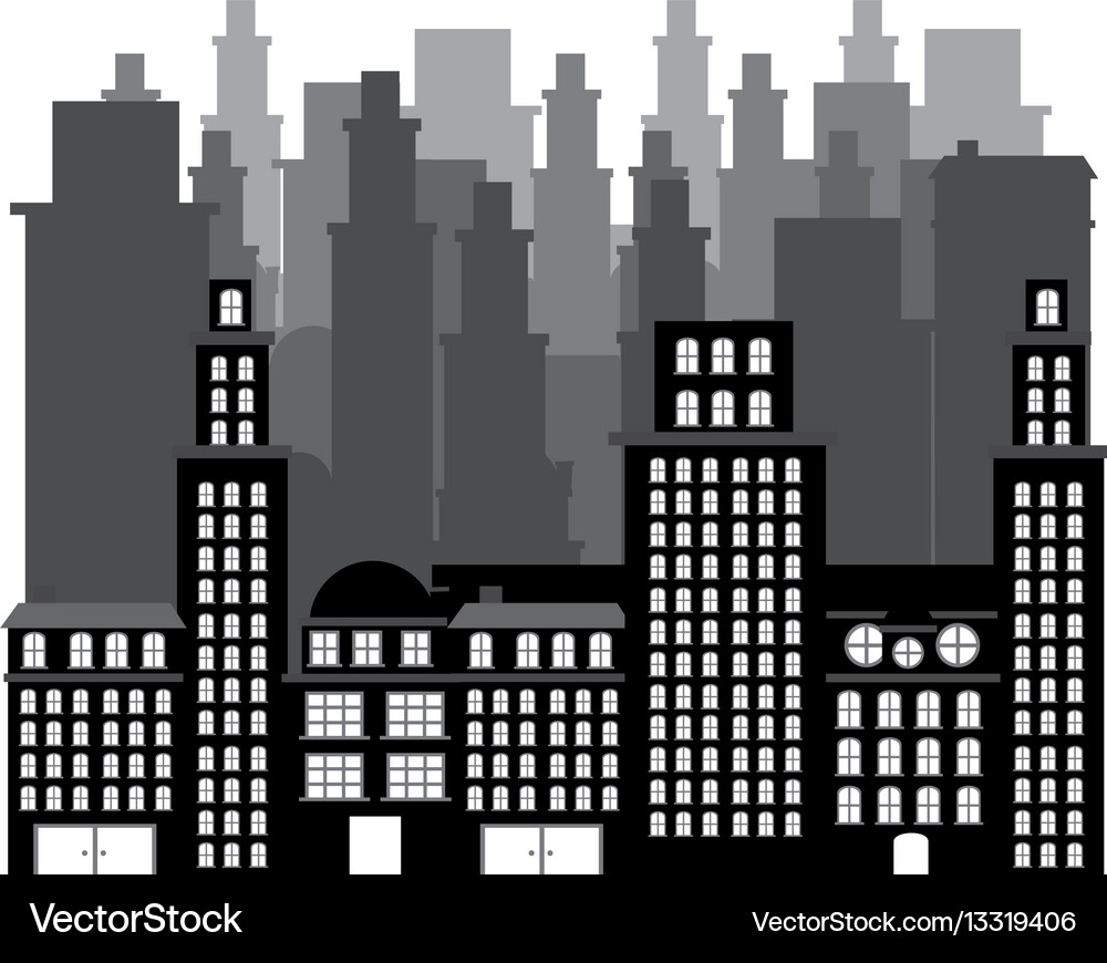 Buildings and cityscape scene icon Royalty Free Vector Image