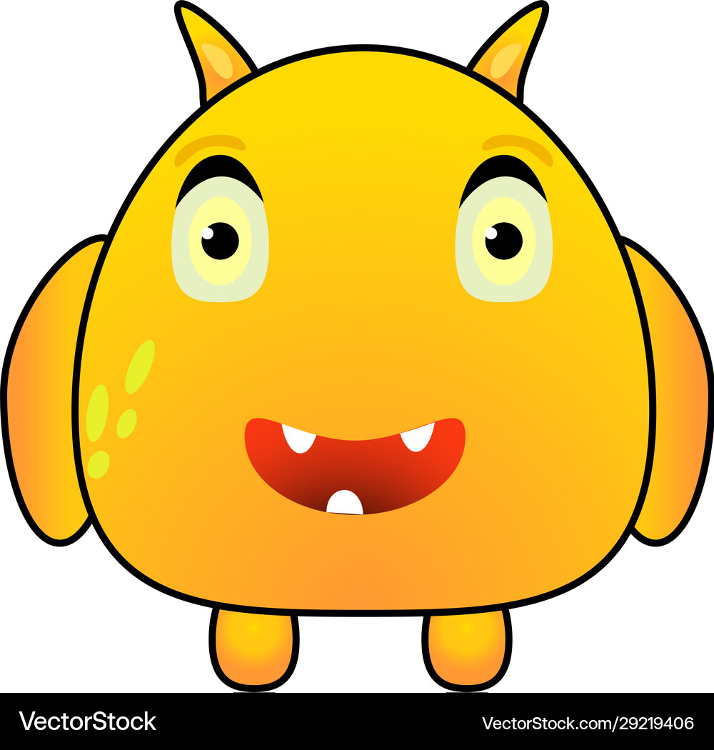 Cartoon funny yellow monster Royalty Free Vector Image