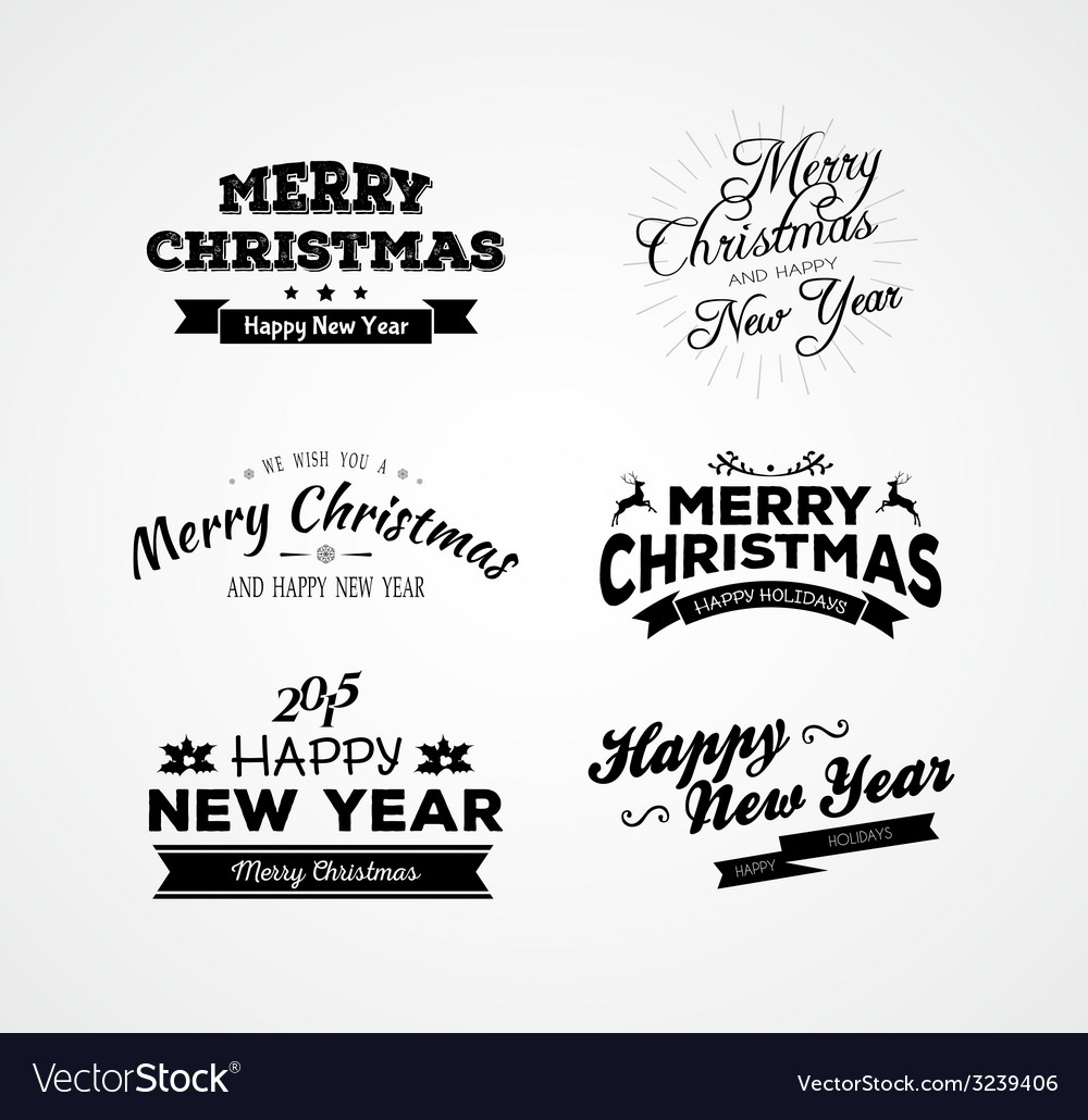 Christmas and new year calligraphy set Royalty Free Vector