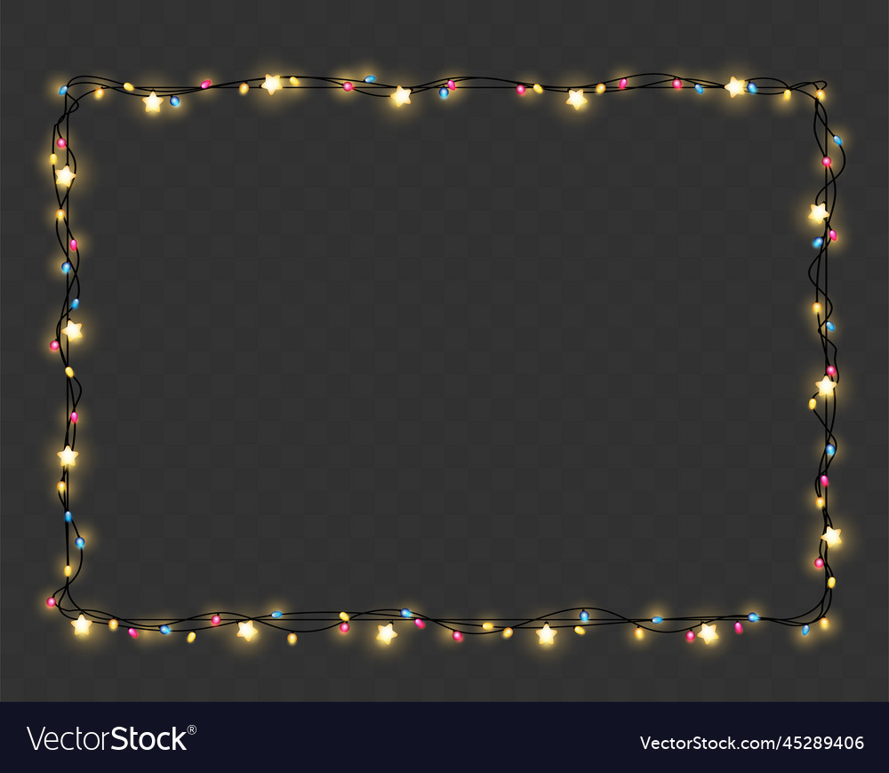 Christmas lights string rectangle shape Royalty Free Vector