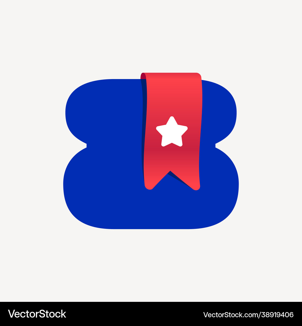 Cute and bold number eight logo with a red Vector Image