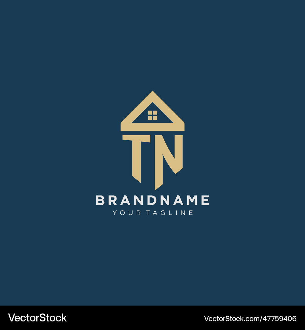 Initial letter tn with simple house roof creative Vector Image