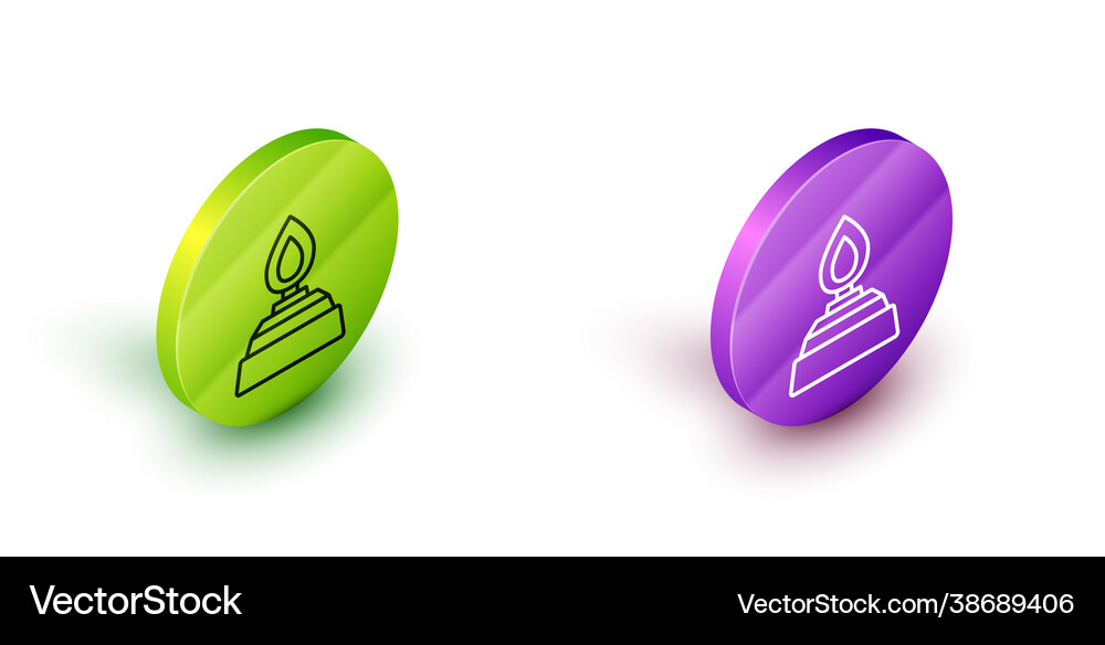Isometric line alcohol or spirit burner icon Vector Image