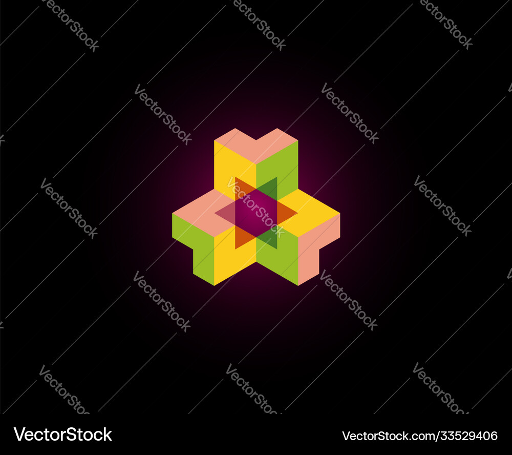 Isometric logo design concept rotated letter m Vector Image