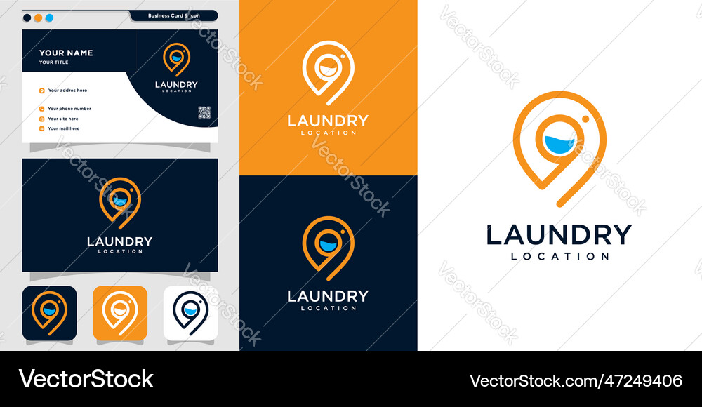 Laundry location logo with line art style Vector Image