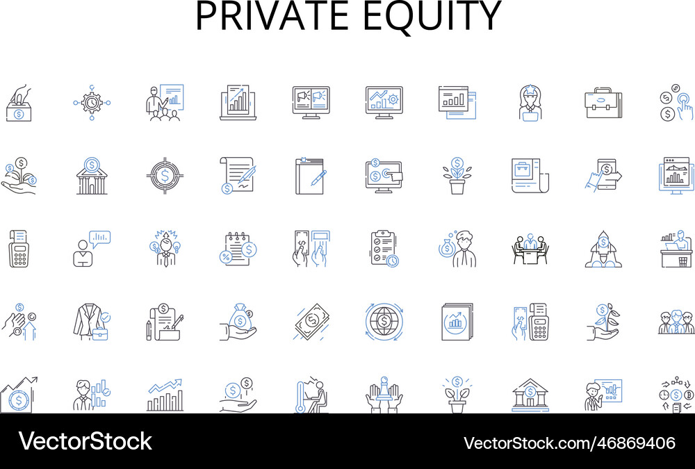 Private equity line icons collection monopoly Vector Image