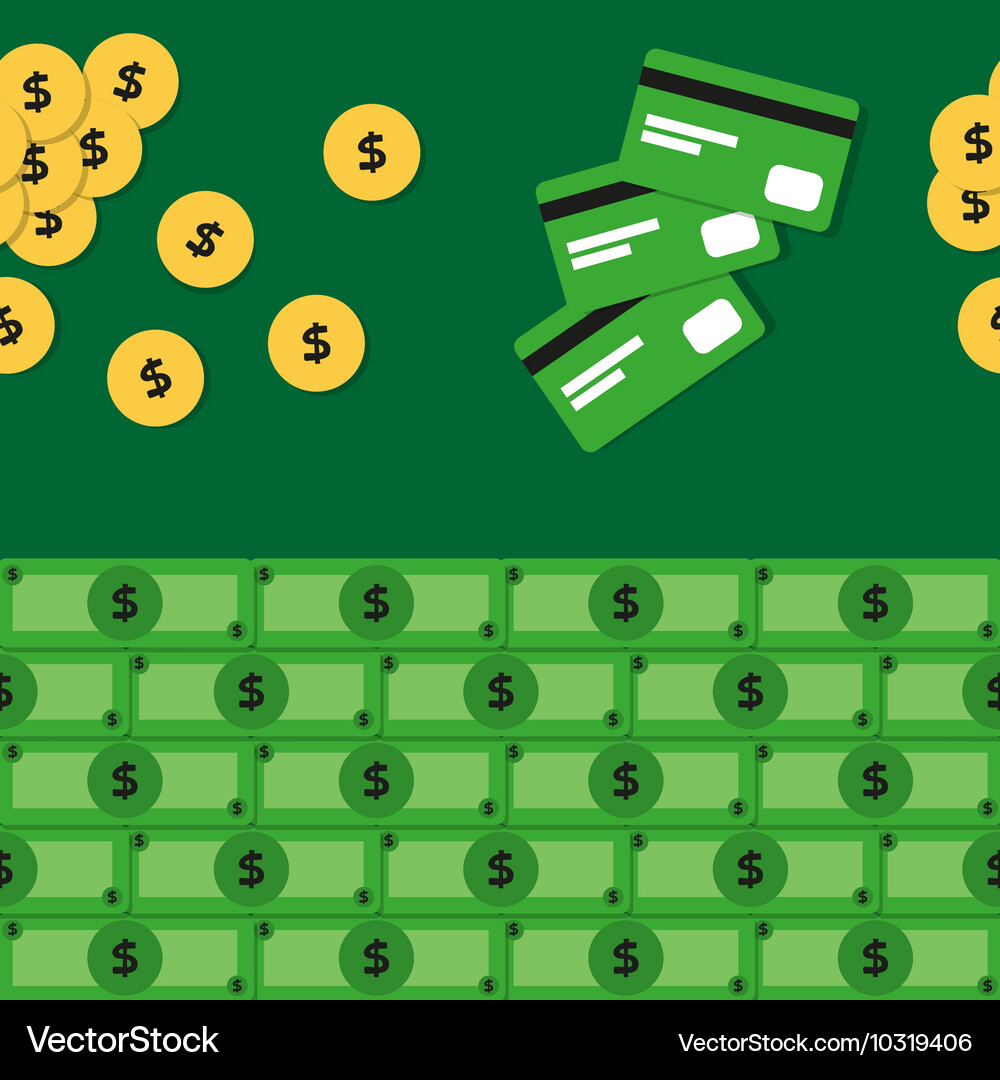 Seamless pattern with money and credit cards Vector Image