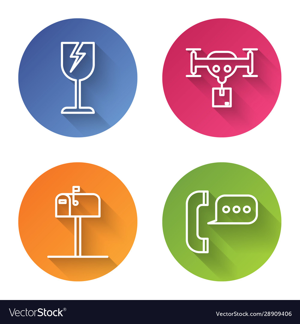 Set line fragile broken glass symbol delivery Vector Image