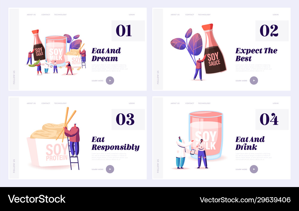 Soy food as source protein website landing page Vector Image