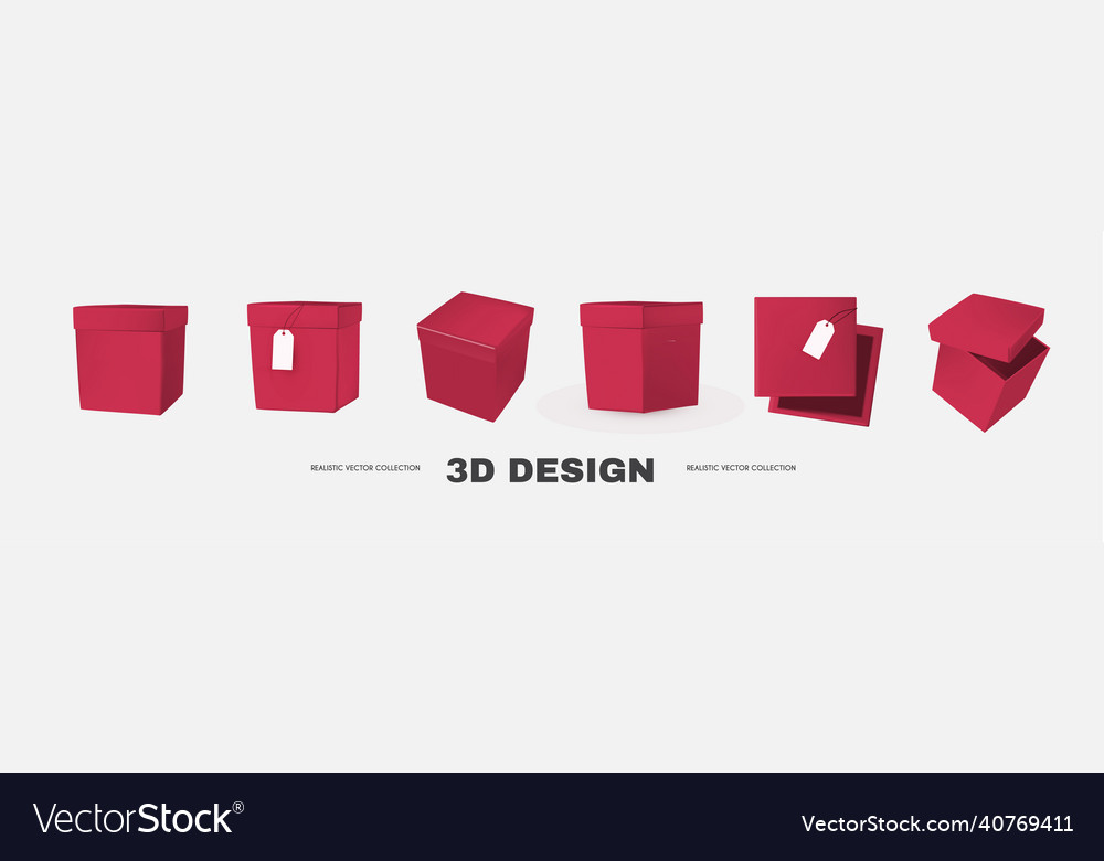 3d box collection in different view delivery Vector Image
