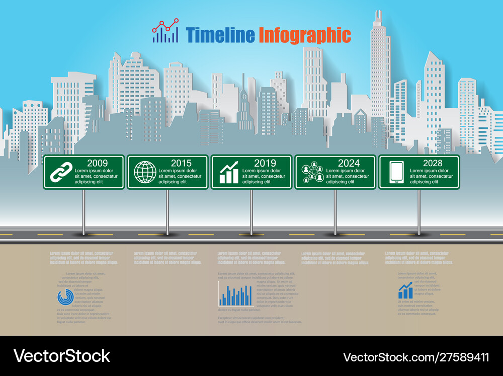 Business road map timeline infographic Royalty Free Vector