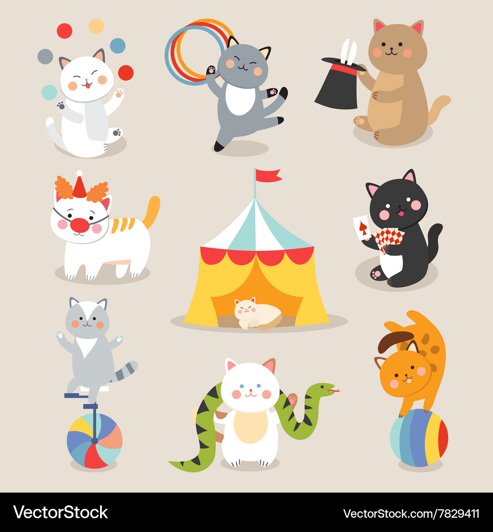 Cheerful Circus Cats Royalty Free Vector Image
