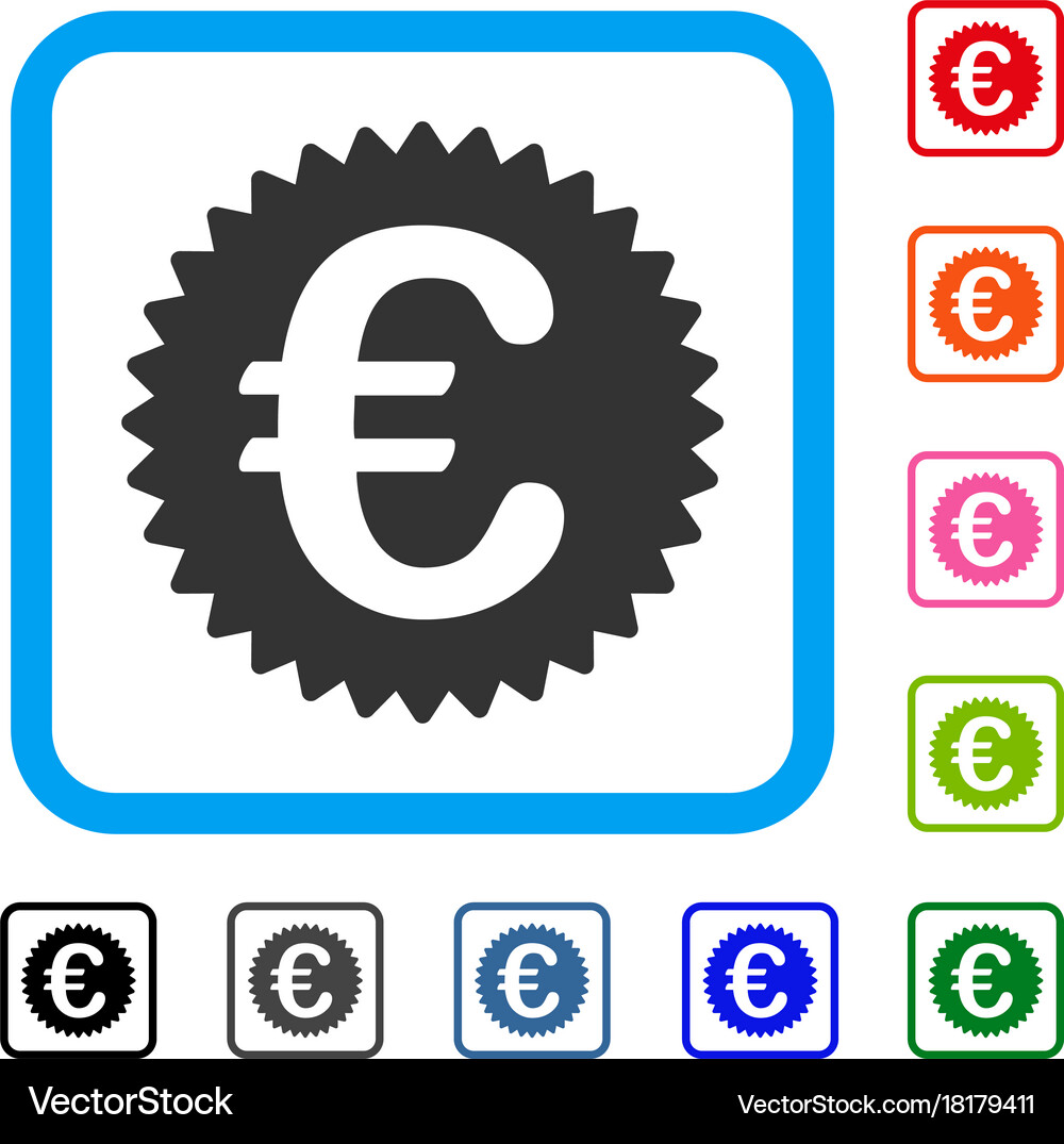 Euro reward seal framed icon Royalty Free Vector Image