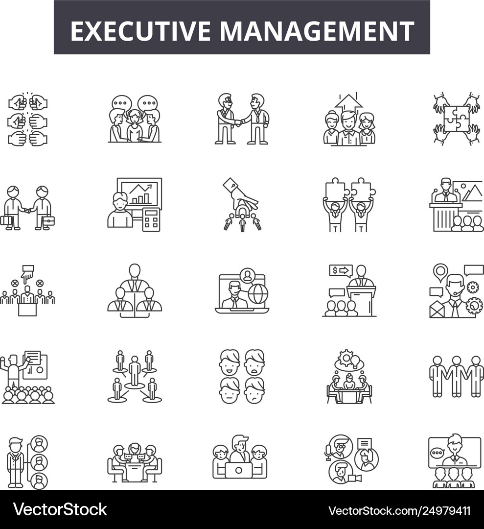 Executive management line icons signs set Vector Image