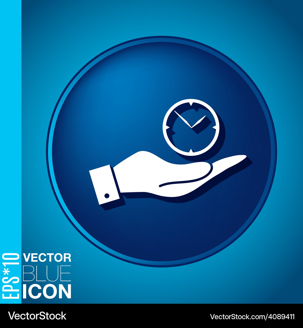 Hand holding a clock icon watch symbol time Vector Image