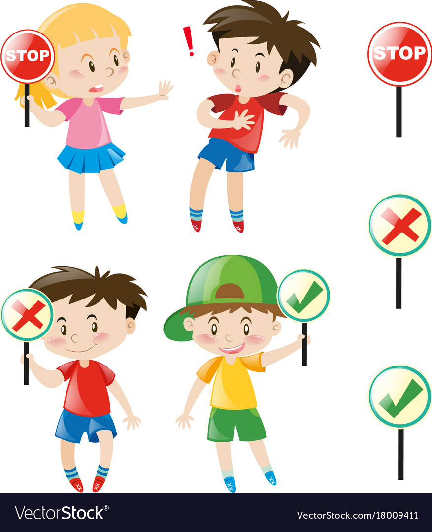 Kids with different signs Royalty Free Vector Image