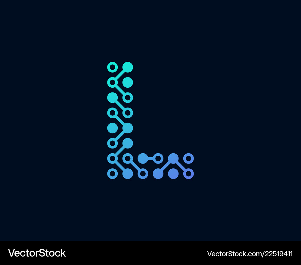 L circuit digital letter logo icon design Vector Image