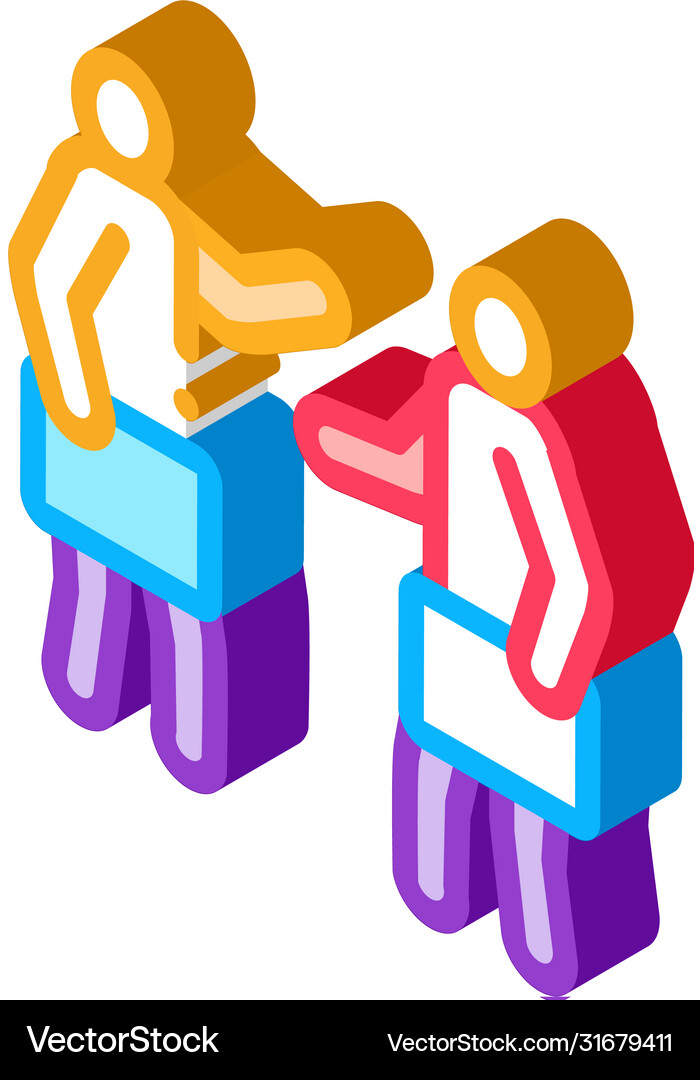 Meeting two working people isometric icon Vector Image