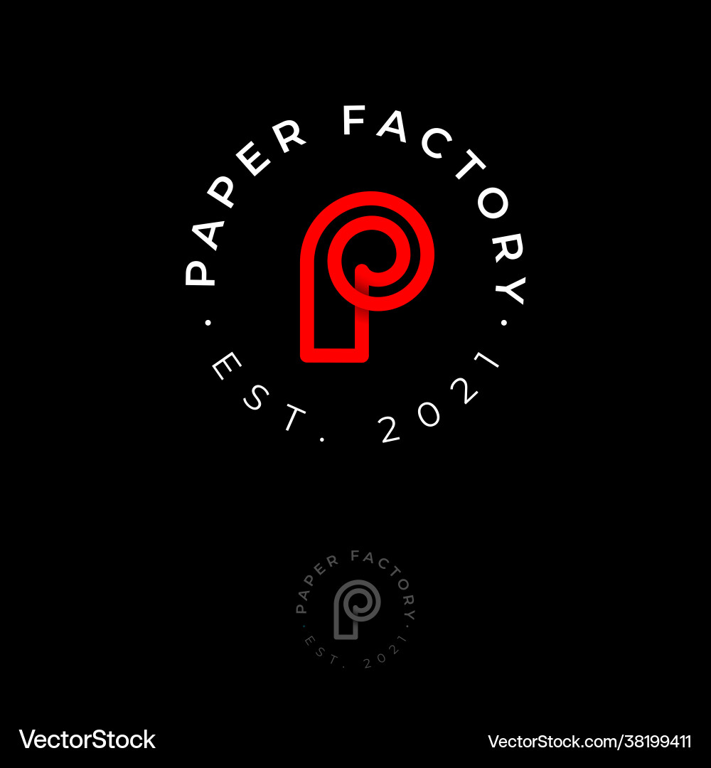 P monogram logo paper factory emblem Royalty Free Vector