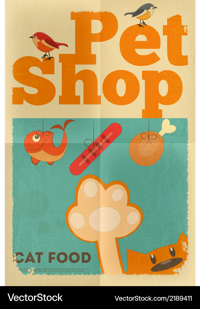 Pet shop poster cat Royalty Free Vector Image - VectorStock
