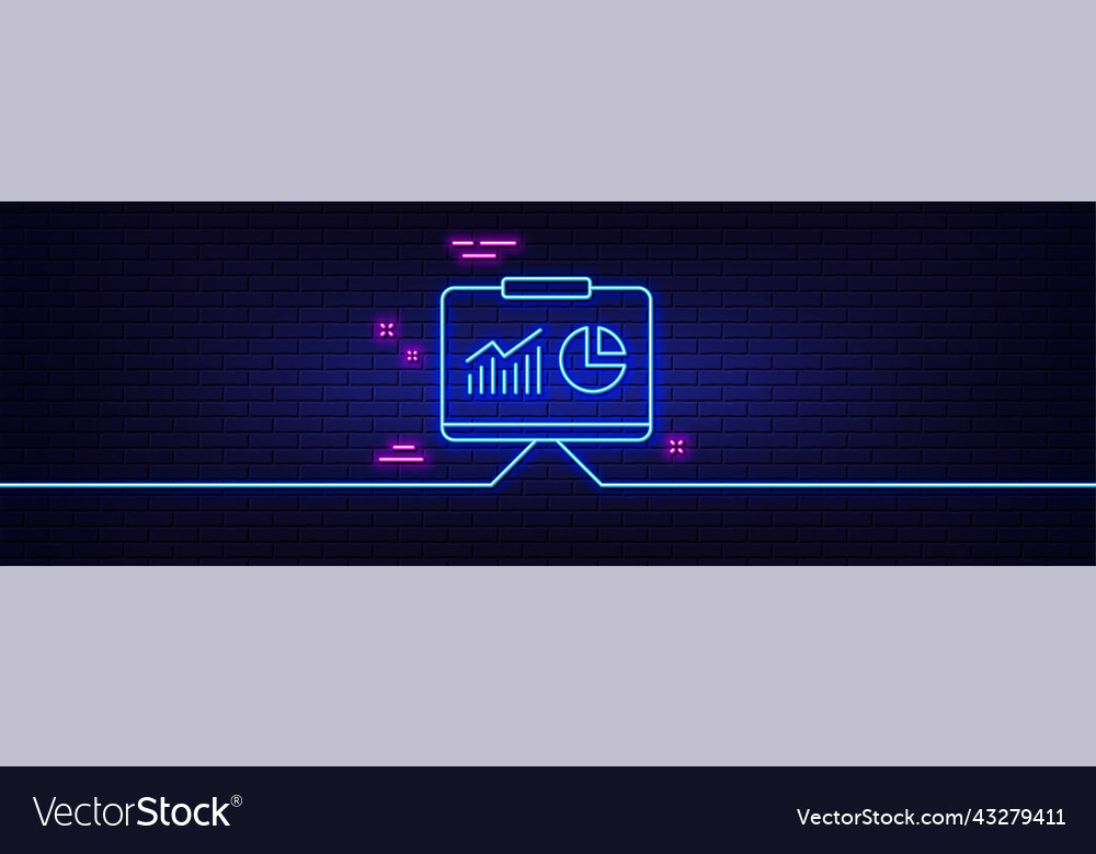 Presentation board line icon report chart sign Vector Image