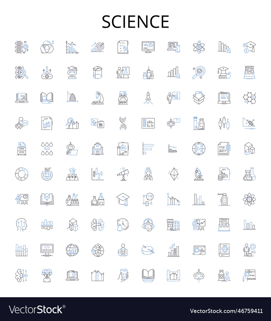 Science outline icons collection science physics Vector Image