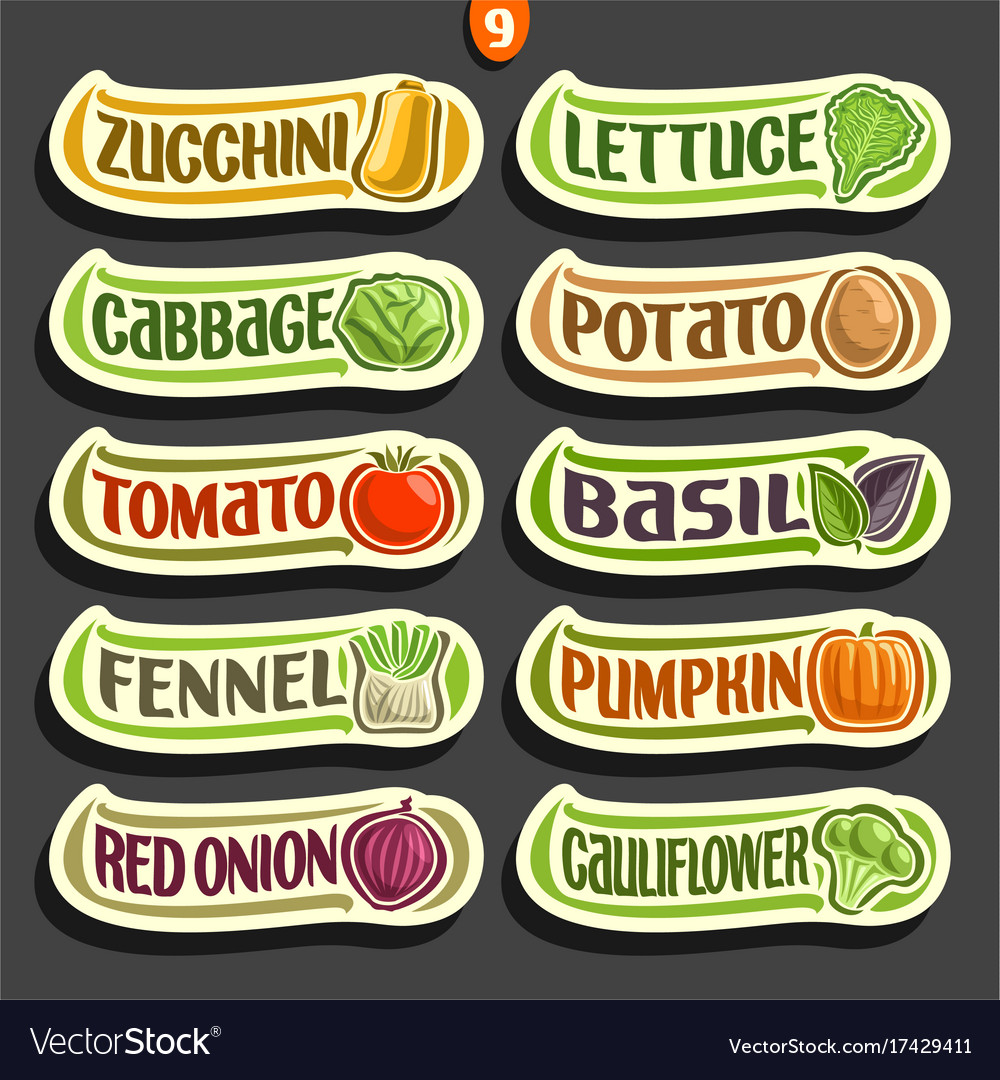Set labels for vegetables Royalty Free Vector Image Set labels for vegetables Royalty Free Vector Image
