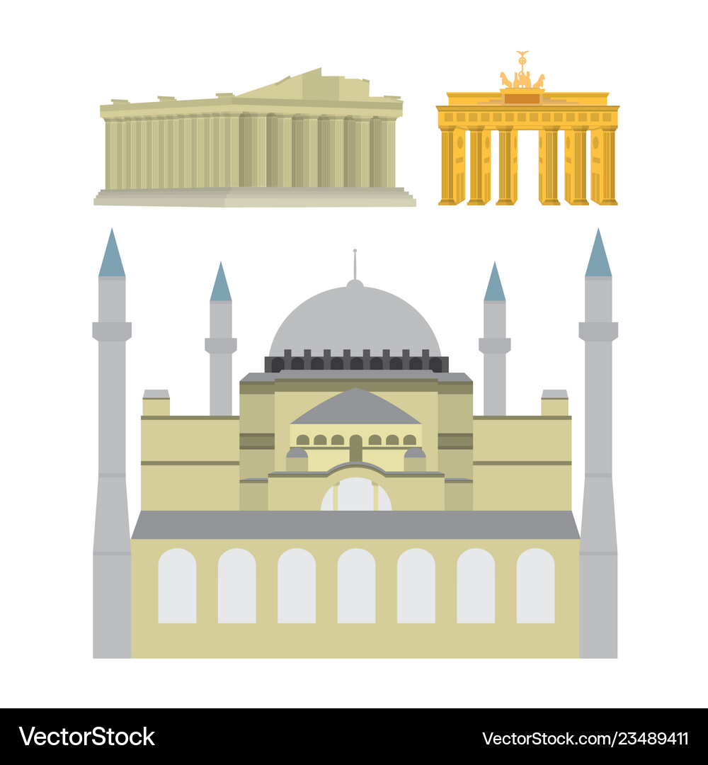Set of monuments and buildings Royalty Free Vector Image