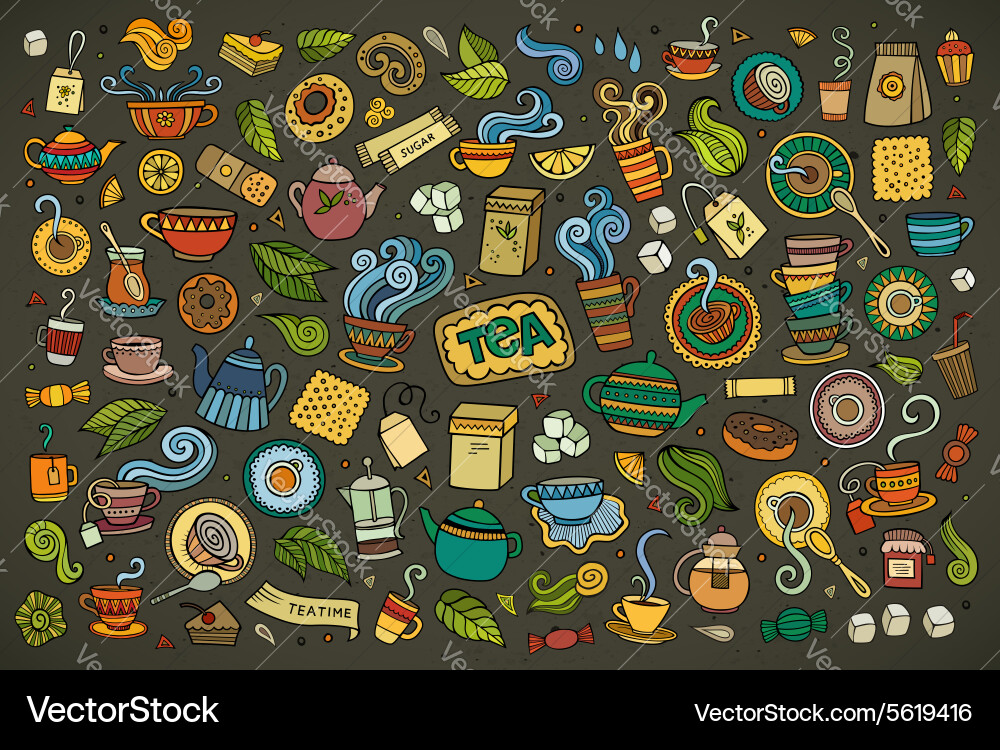 Colorful hand drawn doodle cartoon set Royalty Free Vector