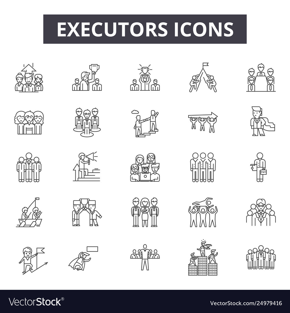 Executors line icons signs set outline Royalty Free Vector