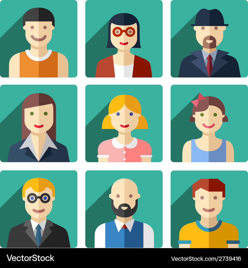 Flat avatar icons faces people icons Royalty Free Vector