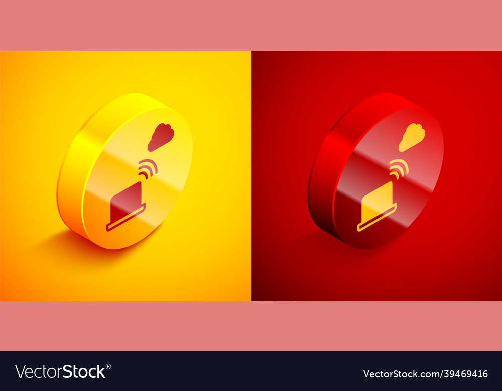 Isometric Network Cloud Connection Icon Isolated Vector Image