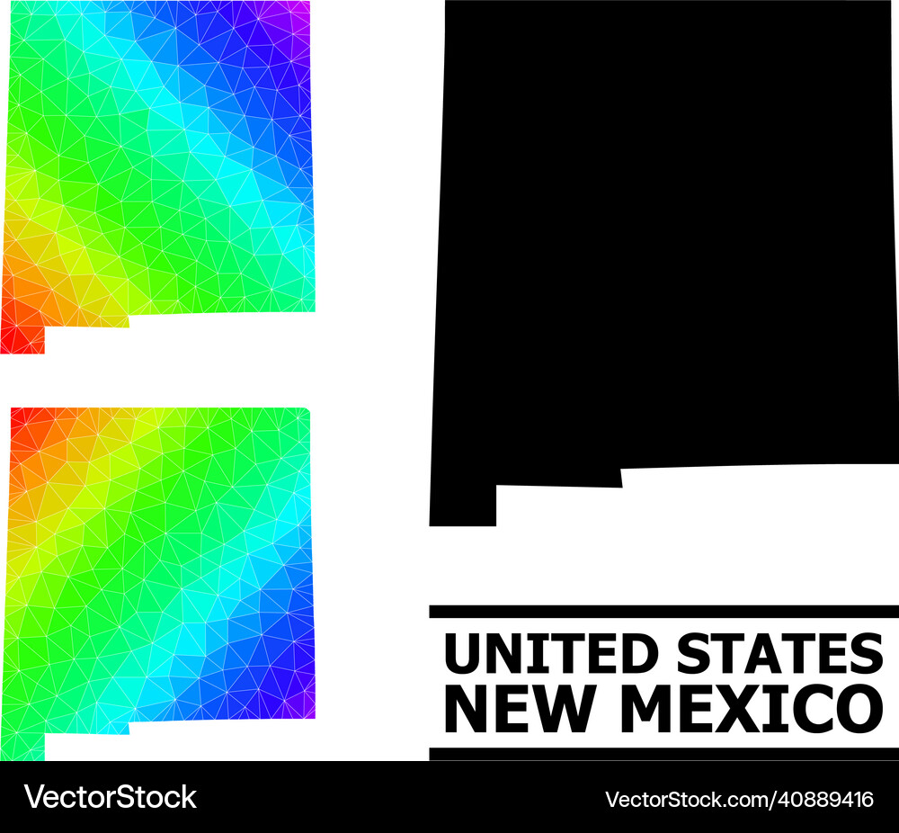 Lowpoly spectral colored map of new mexico state Vector Image